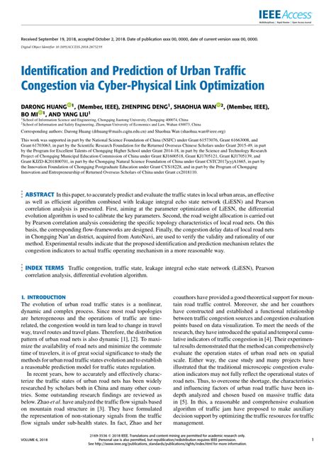 Pdf Identification And Prediction Of Urban Traffic Congestion Via
