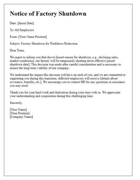 Letter Template For Factory Shutdown Notice Free Samples In Pdf
