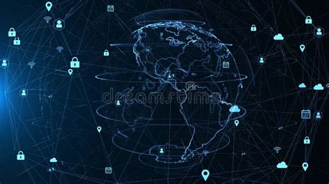Technology Network Data Connection Digital Data Network And Cyber Security Loop Animation