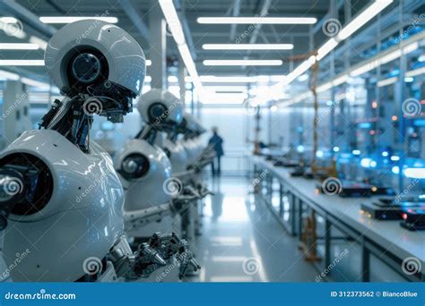 a high tech robotics lab engineers working on advanced ai machines