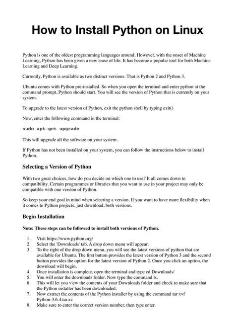 How To Install Python On Linux Pdf