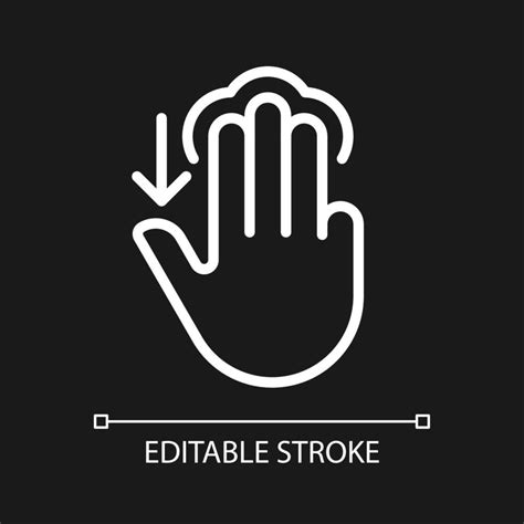 Three Finger Touch Downwards Pixel Perfect White Linear Icon For Dark