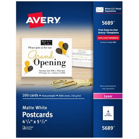 Postcards 4 14 X 5 12 White 5689 Avery