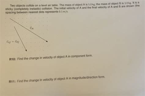 solved two objects collide on a level air table the mass of