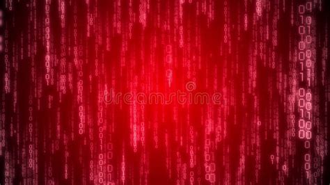 red binary code falling down matrix concept 3d 4k animation stock