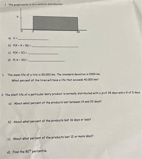 Solved 1 The Graph Below Is Of A Uniform Distribution A
