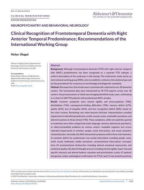 Pdf Clinical Recognition Of Frontotemporal Dementia With Right