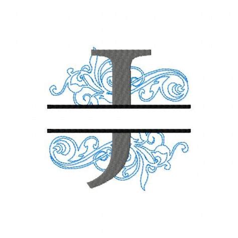 Split Monogram J Embroidery Design Font With Swirl Motif Etsy Machine Embroidery Patterns