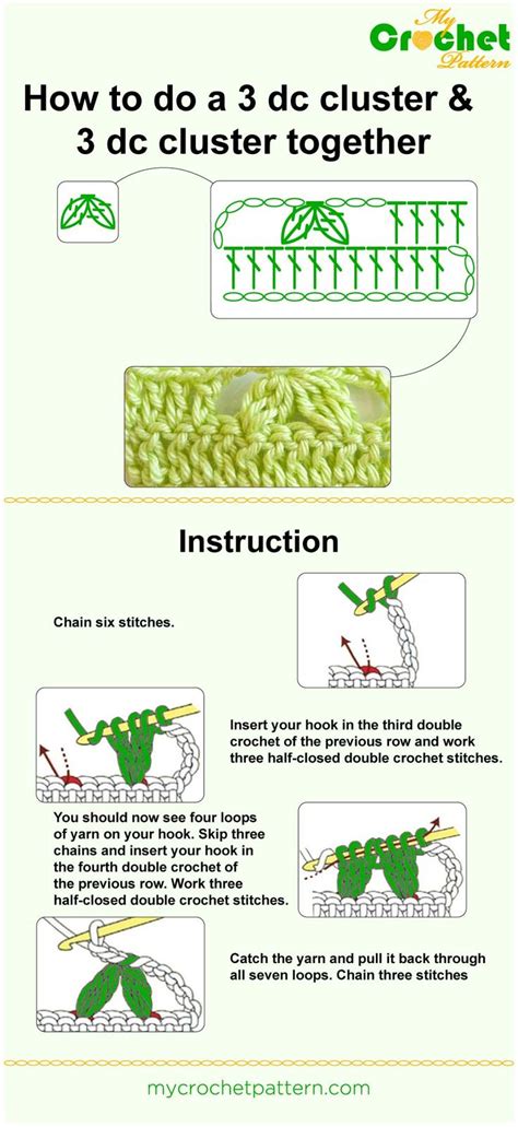 3 Double Crochet Cluster And 3 Double Crochet Cluster Together Tutorial