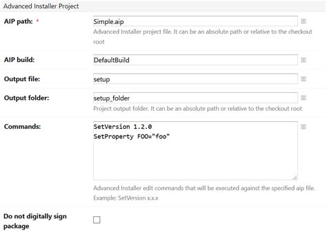How To Configure An Advanced Installer Build Step In A Teamcity Pipeline
