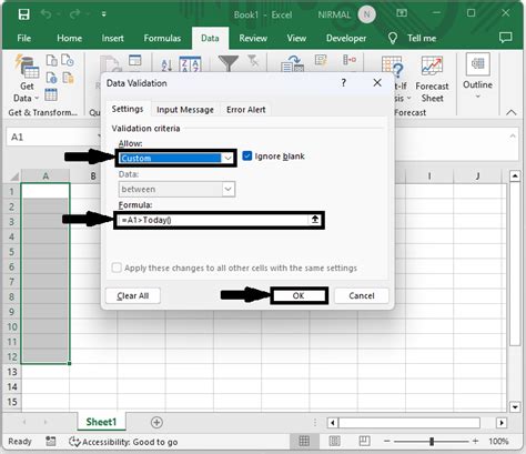 How To Data Validation To Allow Date Greater Than Today Or A Specific Date In Excel