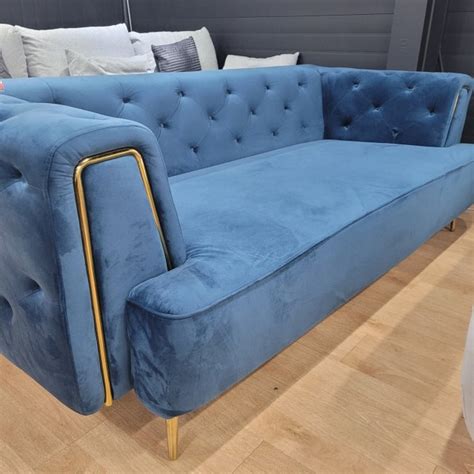 프라하 럭셔리 벨벳 3인 소파 프렌치 네이비 헬로마켓