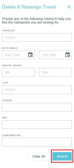 Delete And Reassign Travel Transactions Admin Screen Chrome River Help
