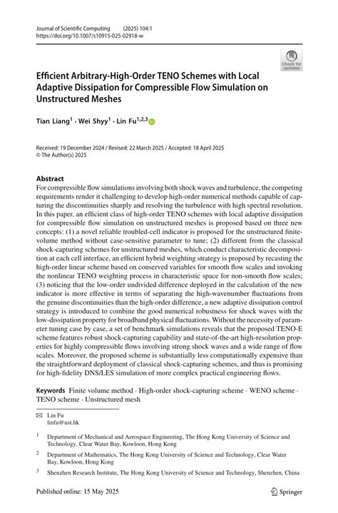 Pdf Efficient Arbitrary High Order Teno Schemes With Local Adaptive