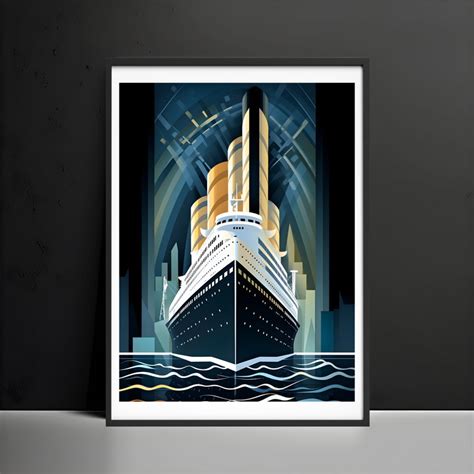 Art Deco Cruise Ship Poster Vintage Travel Print Etsy