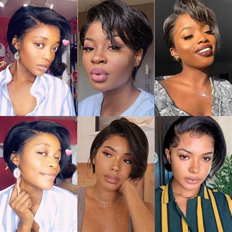 Bone Straight Pixie Cut Human Hair Wigs Beautiful Queen Hair