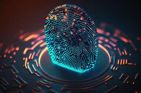 Fingerprint Hologram Modern Cybersecurity Technologies Generative Ai Stock Illustration