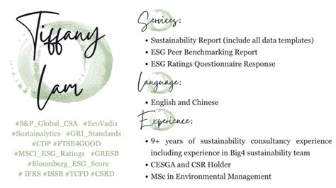 Write Sustainability Report And Analyse Esg Ratings By Tiffanylam Fiverr