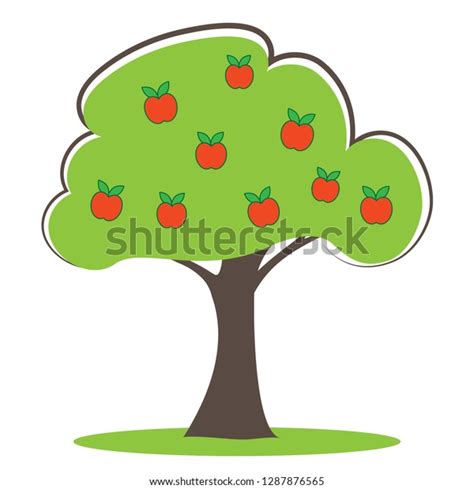 Apple Tree Red Apples Cartoon Vector Stock Vector Royalty Free Shutterstock