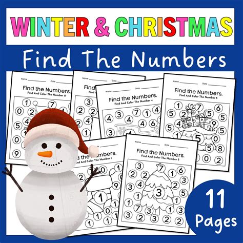 Find The Number Christmas And Winter Number Recognition Worksheets 1 10