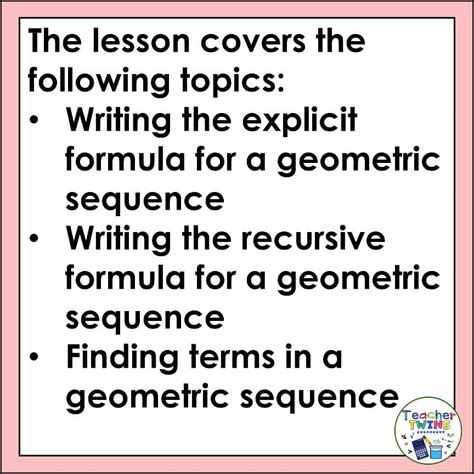 Explicit And Recursive Formula Geometric Sequences Algebra 1 Lesson