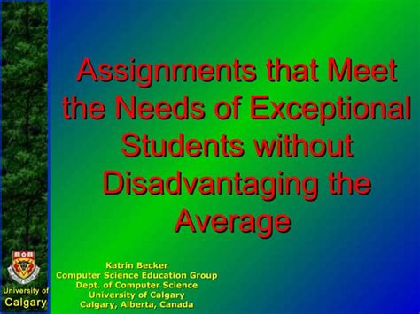 Assignments That Meet The Needs Of Exceptional Students Without