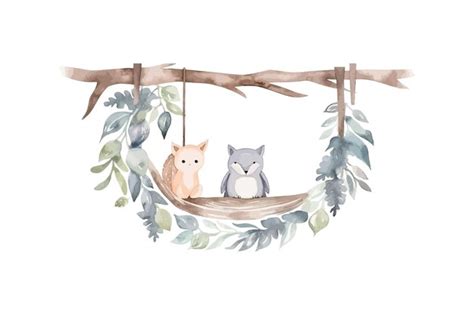 Premium Vector Squirrel On Branch Watercolor Vector Illustration Design