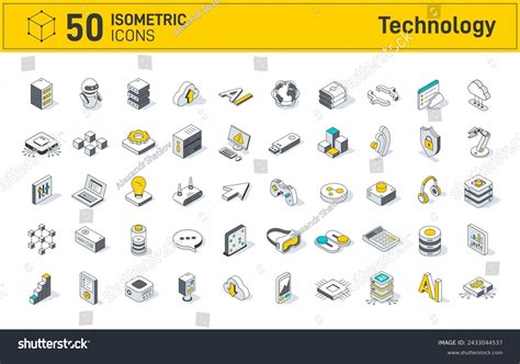 기술 아이소메트릭 아이콘 현대적인 윤곽선 3d 스톡 벡터로열티 프리 2433044537 Shutterstock