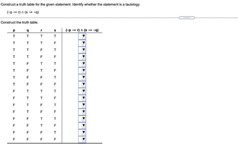solved construct a truth table for the given statement