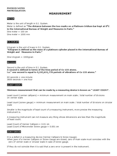 Physics Notes Pdf Observational Error Euclidean Vector