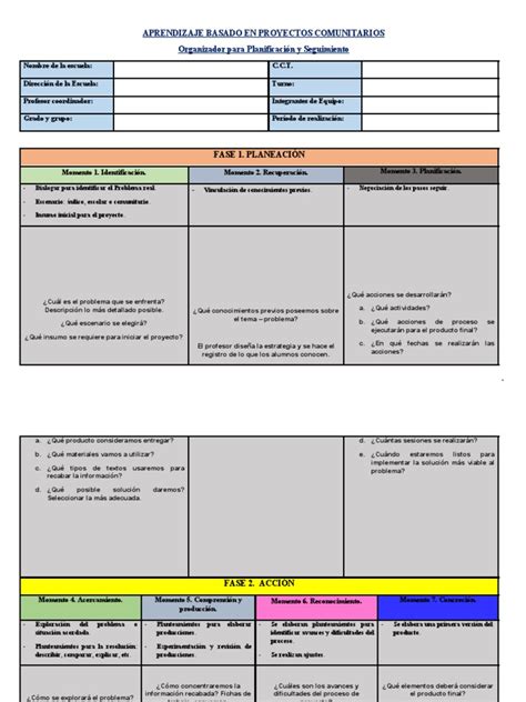 Aprendizaje Basado En Proyectos Comunitarios Pdf Planificación
