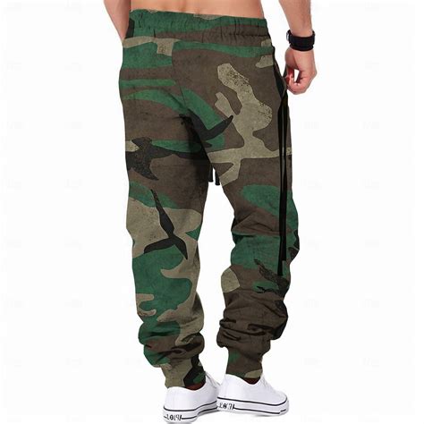 Mens Camo Camouflage Sweatpants Joggers Pants Trousers Mid Waist