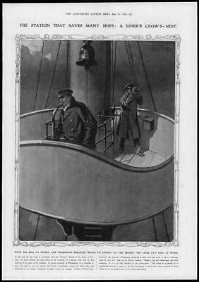 1912 Shipping White Star Titanic Liners Crows Nest Look Out Post Bell
