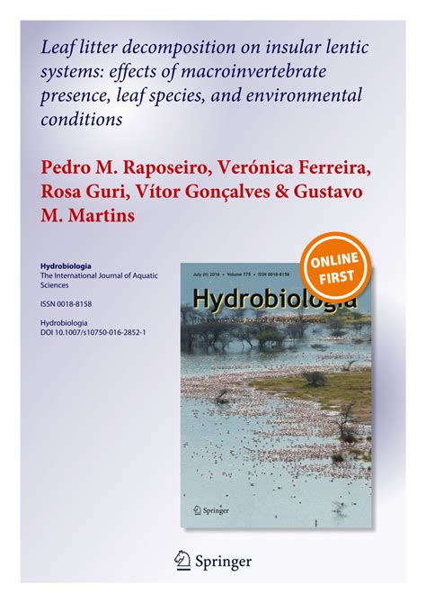 Pdf Leaf Litter Decomposition On Insular Lentic Systems Effects Of