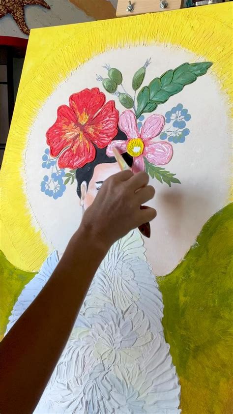 The Picture Is Made With Texture Paste Acrylic Potal Frida Kahlo