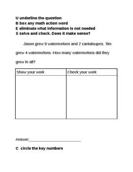 CUBE Story Problems Addition And Subtraction Sample By Mrs Cardens Corner