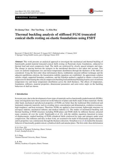 Thermal Buckling Analysis Of Stiffened Fgm Truncated Conical Shells
