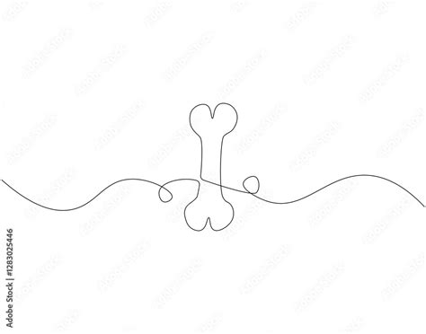 Continuous Line Drawing Of Human Bone Single Line Illustration Of