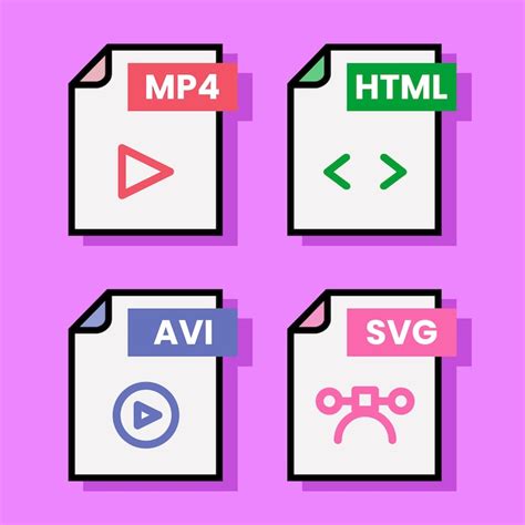 문서 파일 폴더 다운로드 벡터 색상 형식 Pdf Doc Xls  Zip Txt Png Json Ppt Csv Xml Ai