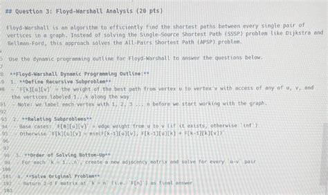 Solved Question Floyd Warshall Analysis Pts Chegg