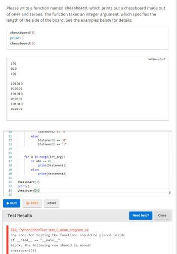 Answered Please Write A Function Named Chessboard Which Prints Out A