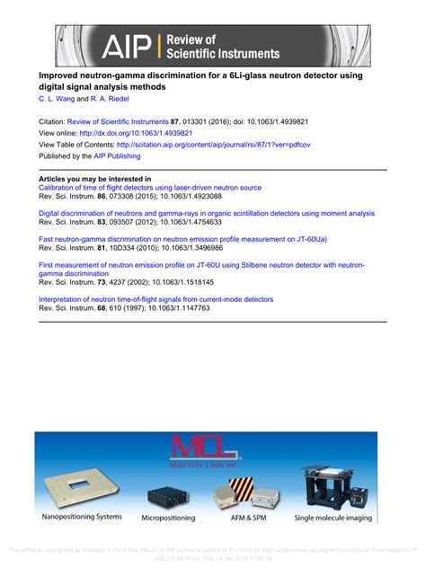 PDF Improved Neutron Gamma Discrimination For A Li Glass Neutron Detector Using Digital