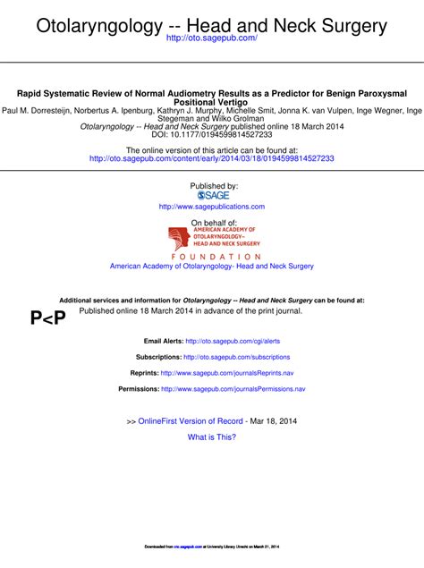 Pdf Rapid Systematic Review Of Normal Audiometry Results As A