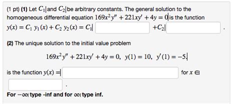 solved let c 1 and c 2 be arbitrary constants the general