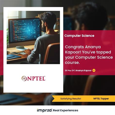 ananya kapoor on linkedin nptel computerscience topper achievement