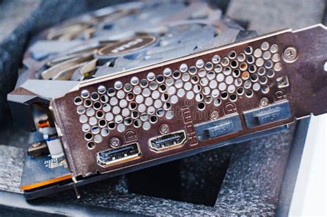 Hdmi Video Outputs On The Graphics Card Stock Photo Image Of Computer Chip