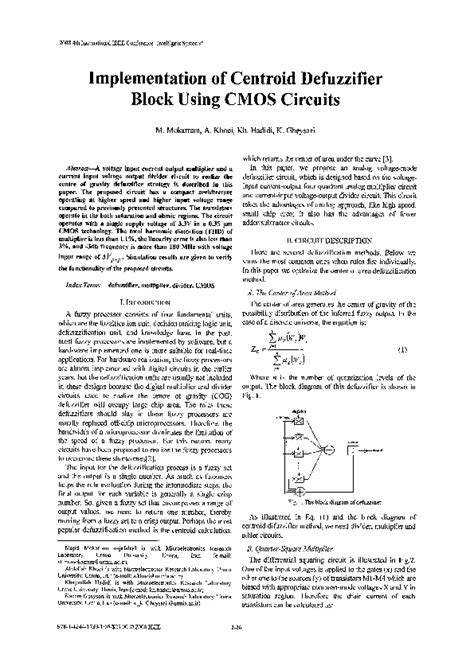 Pdf Implementation Of Centroid Defuzzifier Blocks Using Cmos Circuits