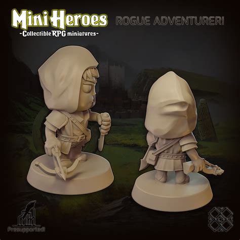 3d Printable Mini Heroes Collectible Rpg Miniatures Rogue Assassin Chibi By Apply Scale
