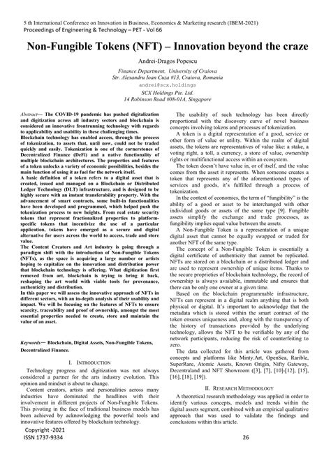PDF Non Fungible Tokens NFT Innovation Beyond The Craze