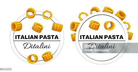 디탈리니 이탈리아 파스타라벨 세트 패키지 설계를 위한 템플릿 흰색으로 격리된 벡터 그림 3차원 형태에 대한 스톡 벡터 아트 및 기타 이미지 Istock